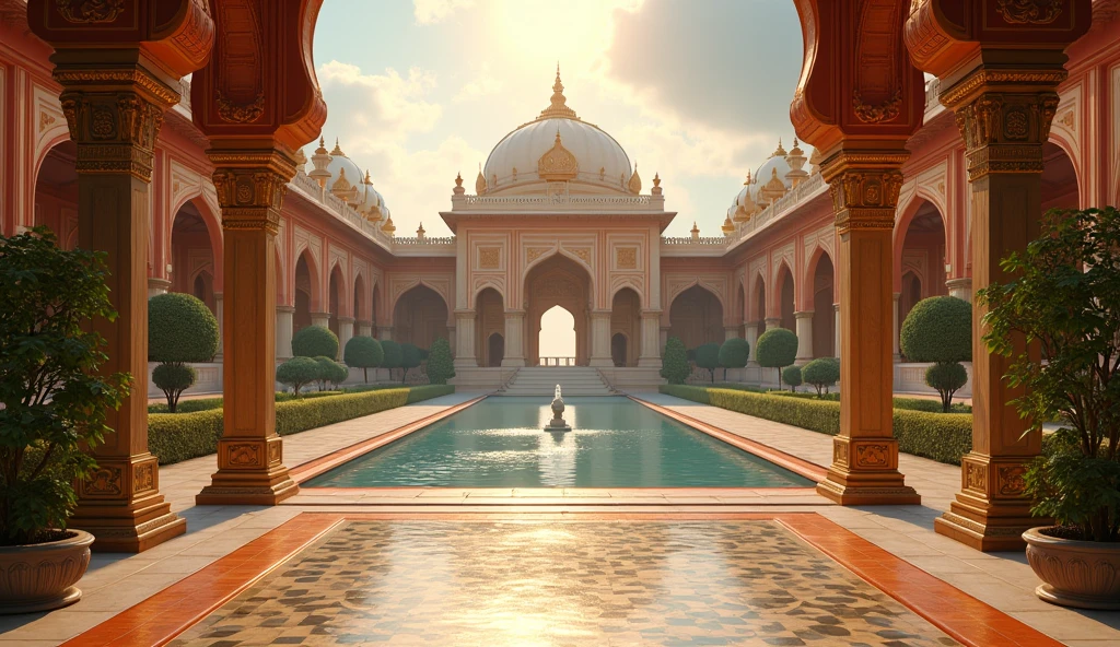 A grand palace, intricate architecture, lush gardens, opulent residence ...