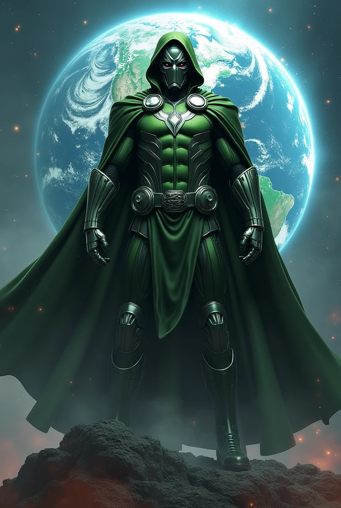 Dr. Doom image (For DP) behind earth in iron man style - SeaArt AI