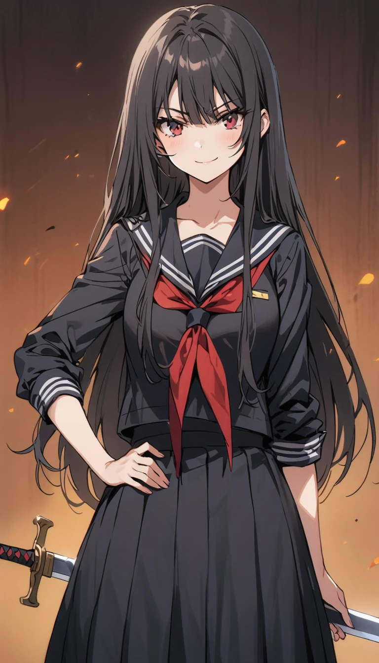 High school girl beauty Black Hair Straight Long Hair smile Glare ...