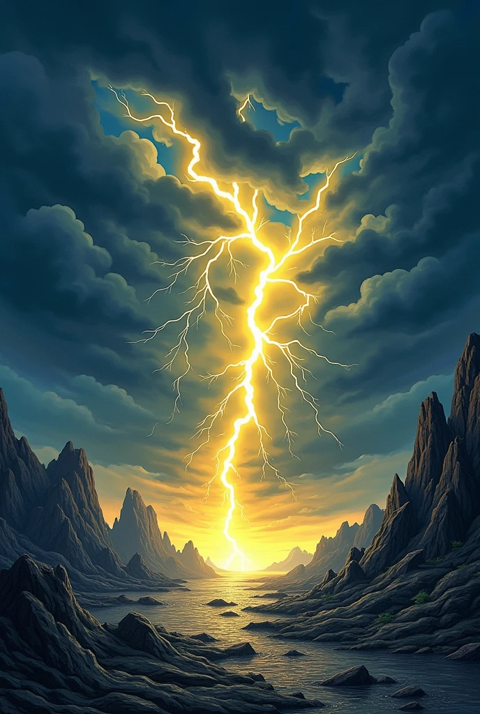 Background with thunder, anime illustration style, without any ...