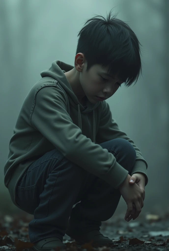 A DEPRESSED BOY AND ALONE With a title DEPRESSED BOY - SeaArt AI