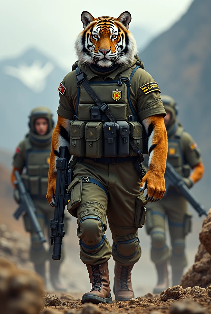 Tiger Pioneer，Peace elite，Grade 3 A，head，Four-person team - SeaArt AI