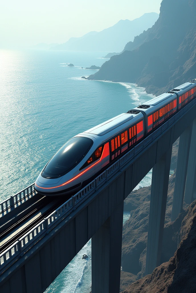 Bangladeshi flyover metro train ocean - SeaArt AI