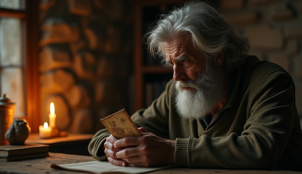 In the philosopher’s study, he is seen holding an old, faded memory of ...