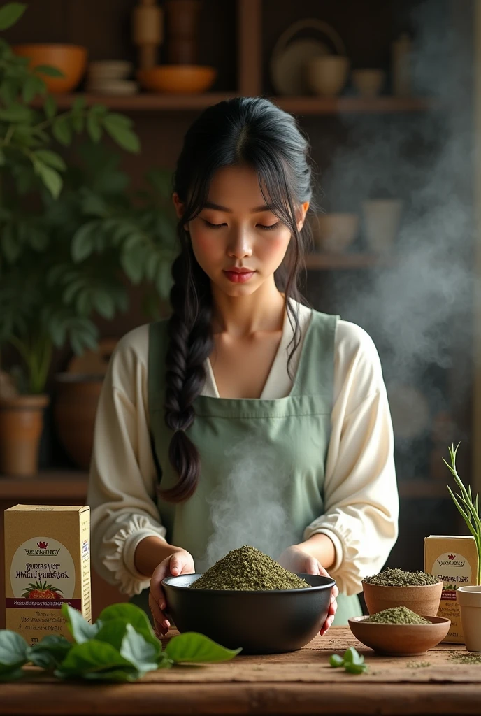 Melayu girl boiling water kratom powder supergreen packing by KTM Herbs ...