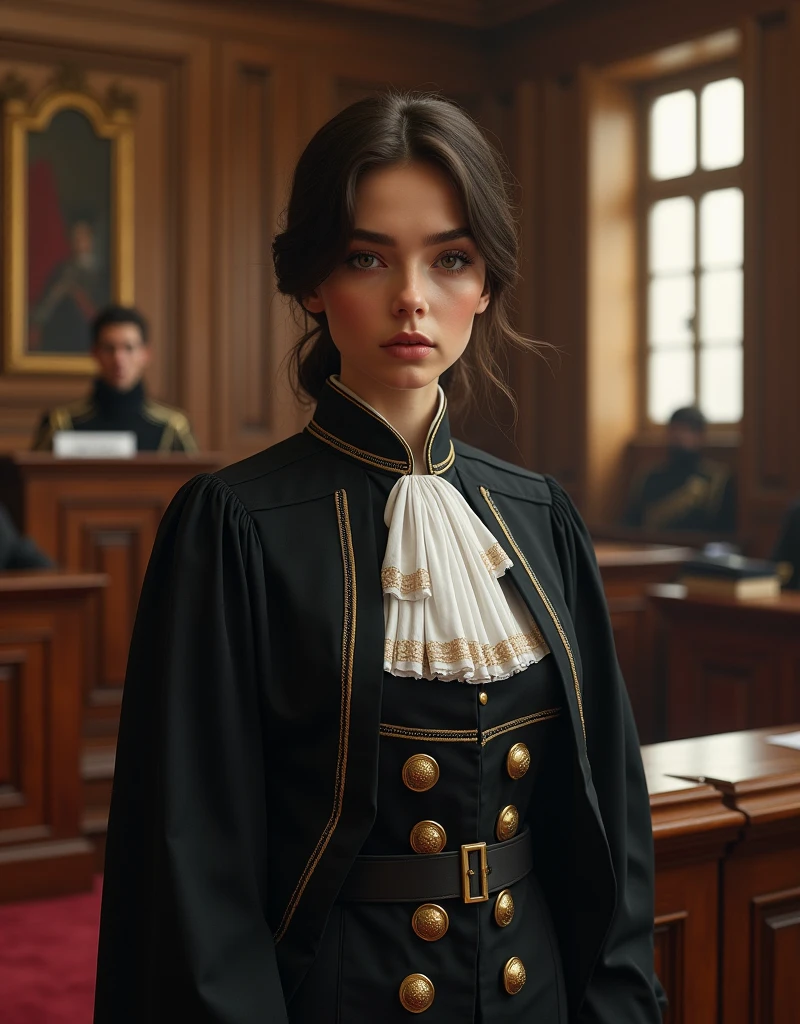 (Photorealism:1.2), beautiful woman, Female soldier wearing judge ...