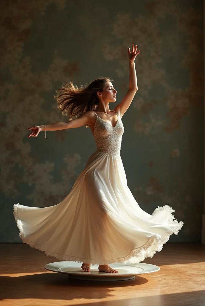 Dancing gracefully, spinning on the plate, perfect spins, perfect image ...