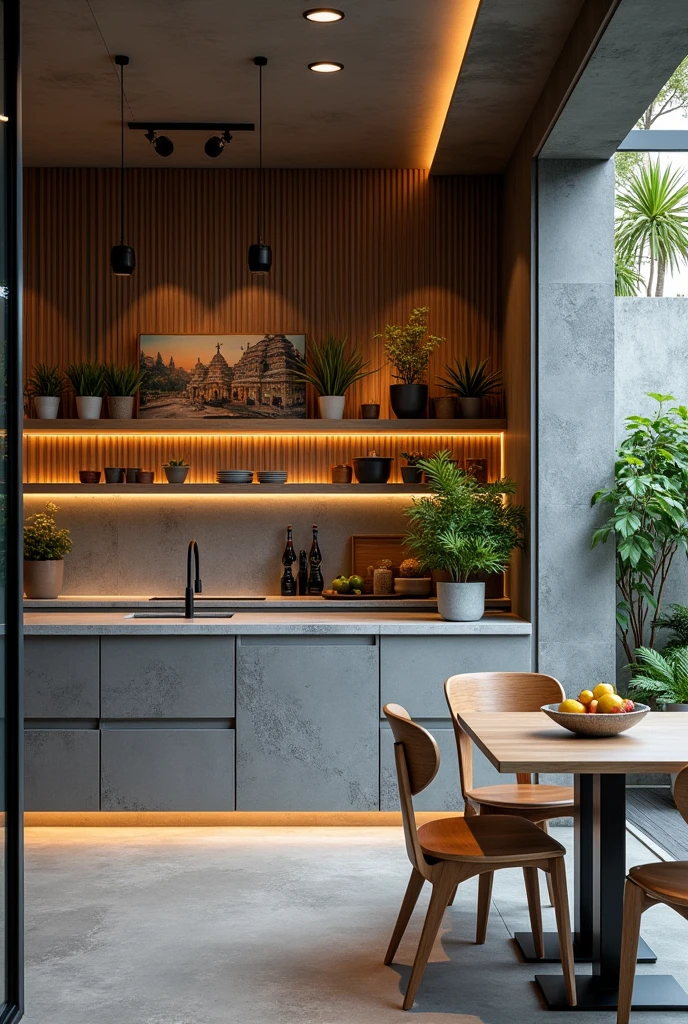 Kitchen Attention Area Walls: Textured microcement in a darker grey ...