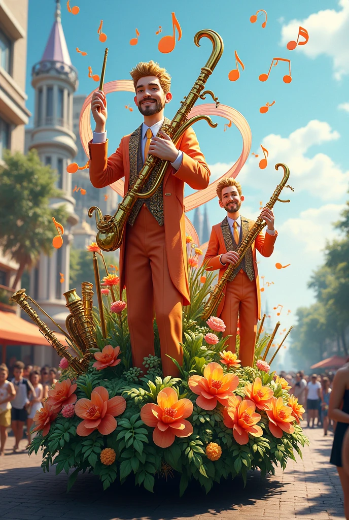 Spring parade float of music in time - SeaArt AI