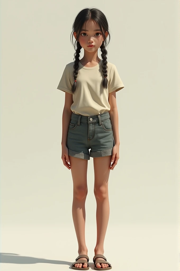 A young girl stand straight forward her full body - SeaArt AI