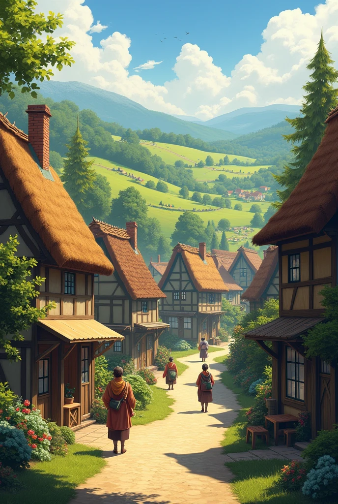 Village morning scene - SeaArt AI