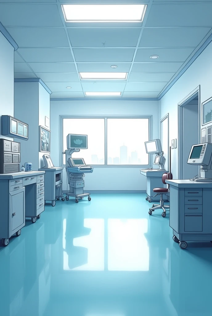 Anime style art of a hospital emergency room, without people - SeaArt AI