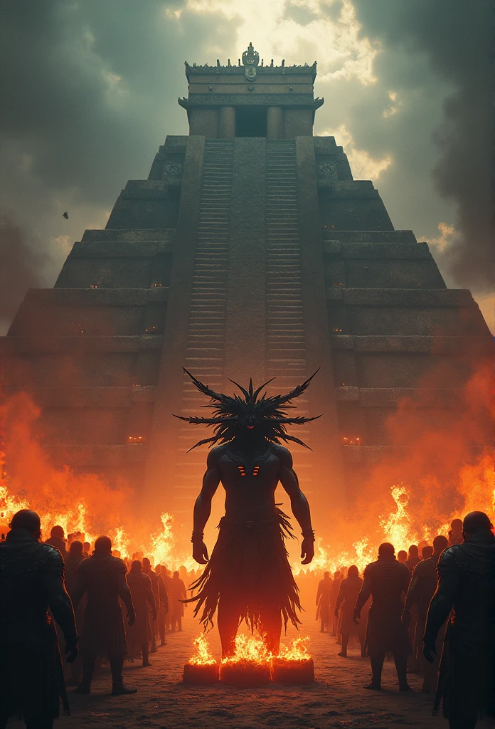 /imagine prompt: Tezcatlipoca, the Aztec God of Darkness, depicted in a ...