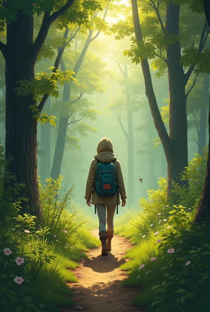 Une personne qui est entren de marche dans le forêt - SeaArt AI