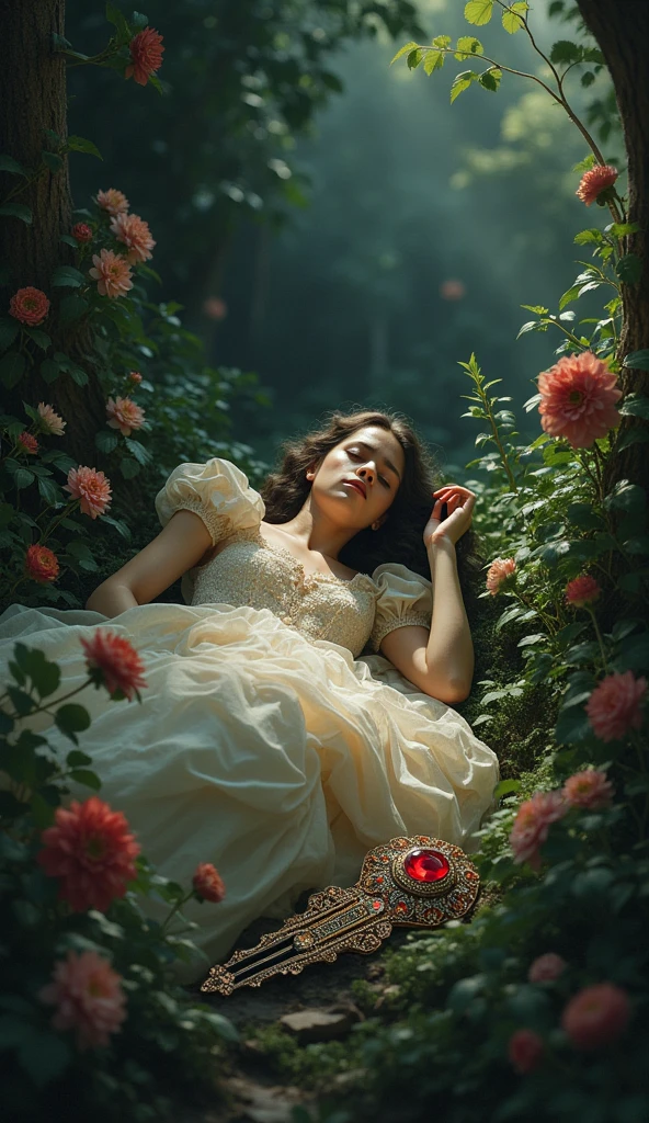 Poison、die、悲しみ poison櫛で白雪姫を傷つけ、The little people are sad。 - SeaArt AI