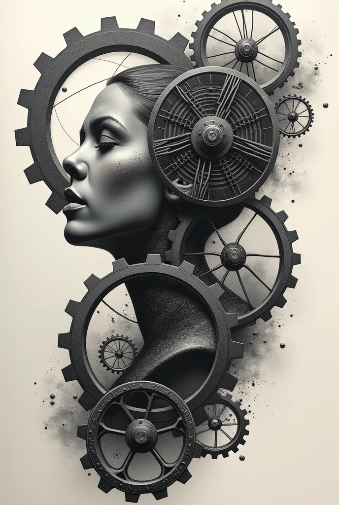 Relativity and mechanical gears tattoo - SeaArt AI
