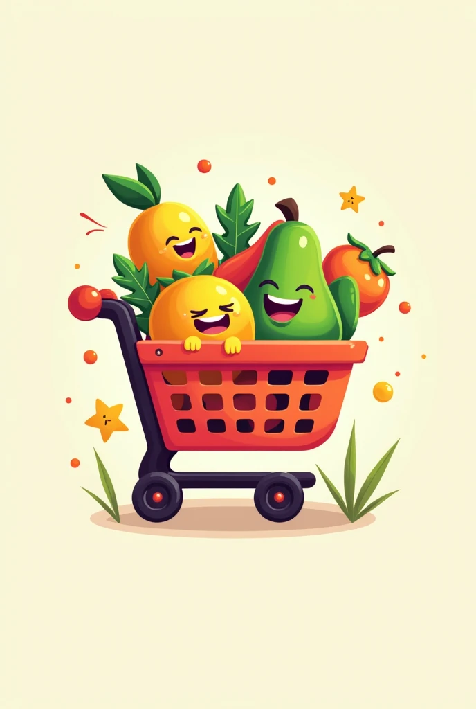 Vegetables fruit shopping logo cart - SeaArt AI