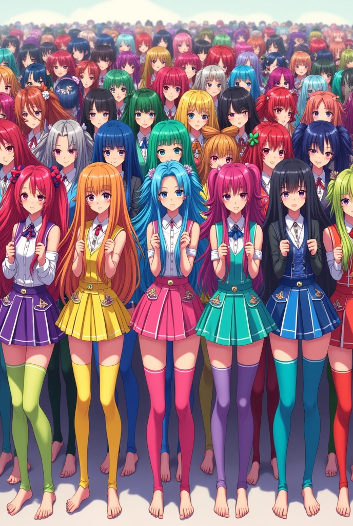 7,000 anime girls with very long hair wearing colorful very short ...