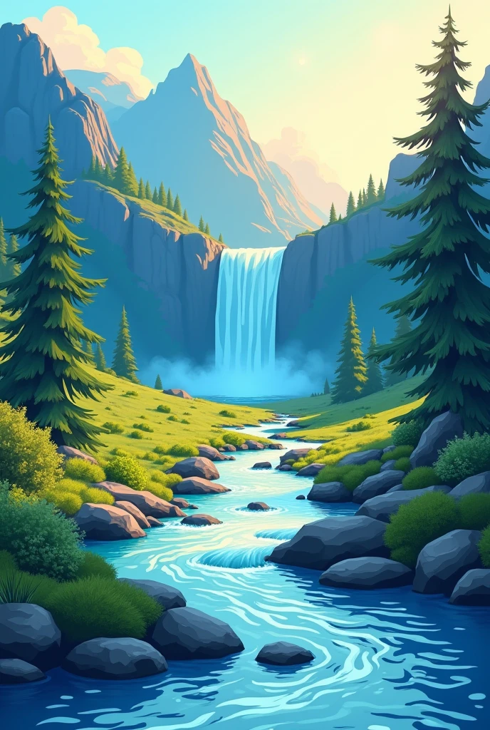 The stream flow outside of the left frame to outside of the right frame ...