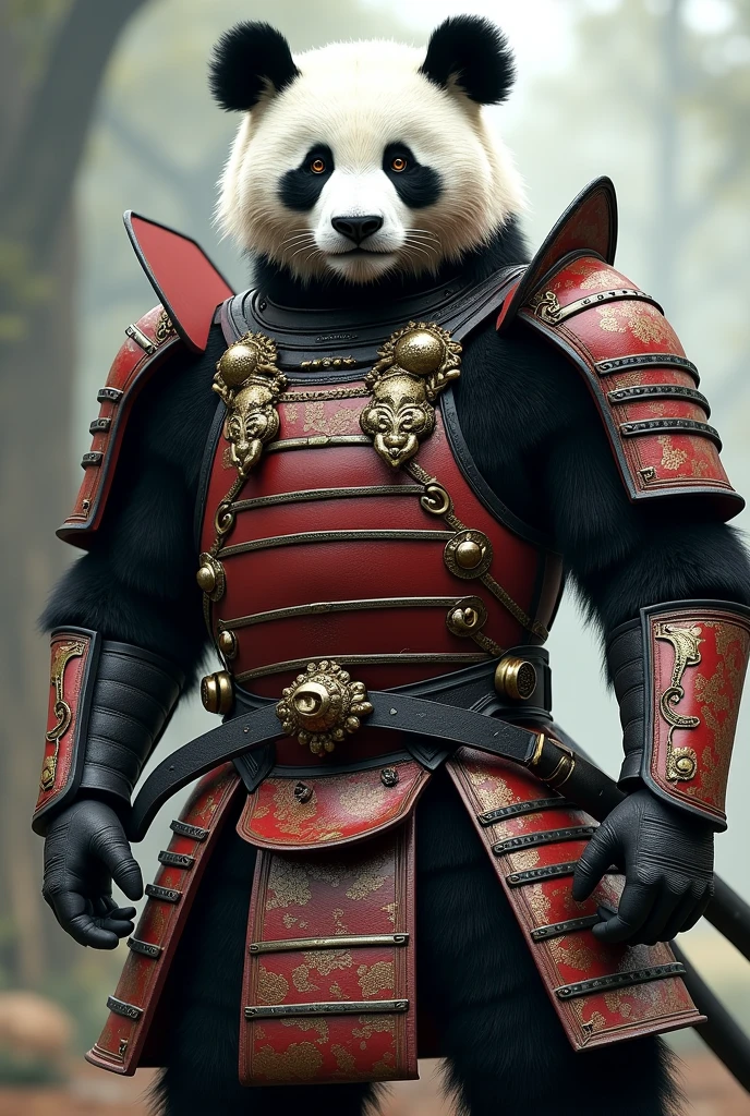 Panda, Samurai, with armor, Whole body - SeaArt AI