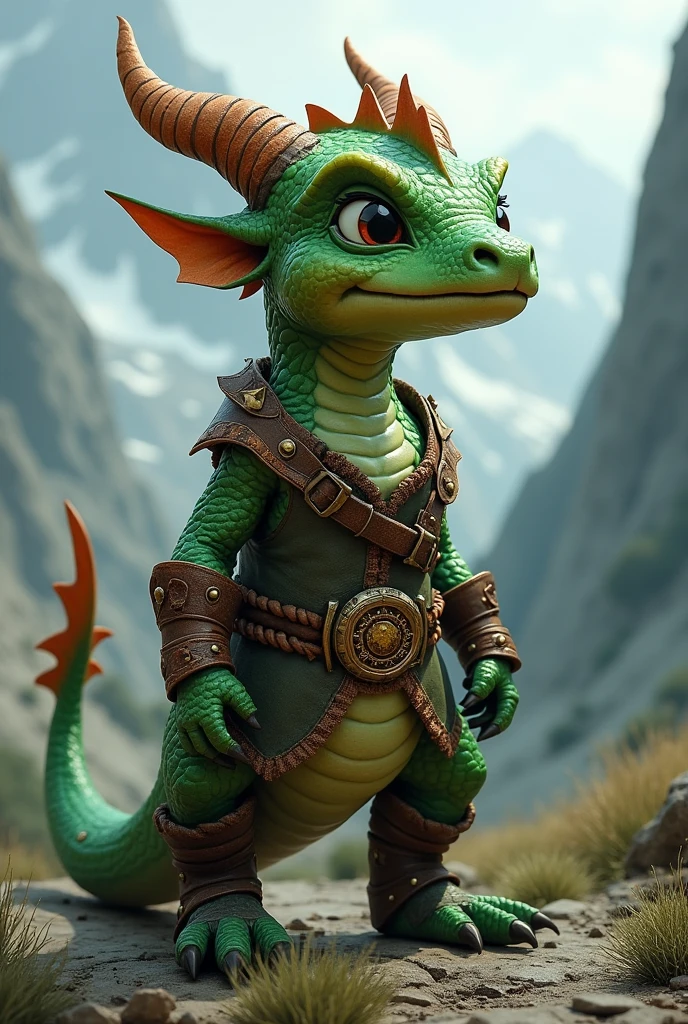 Creates the image of a dwarf dragon (Unripe ) , his clothing is that of ...
