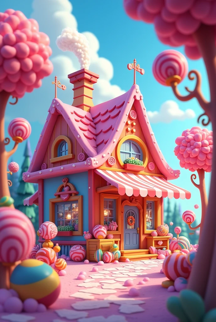 Background of a candy store, cartoon style drawing - SeaArt AI