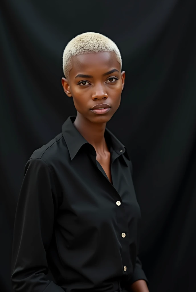 A thin light-skinned black actress, short mohawk style hair, with a ...