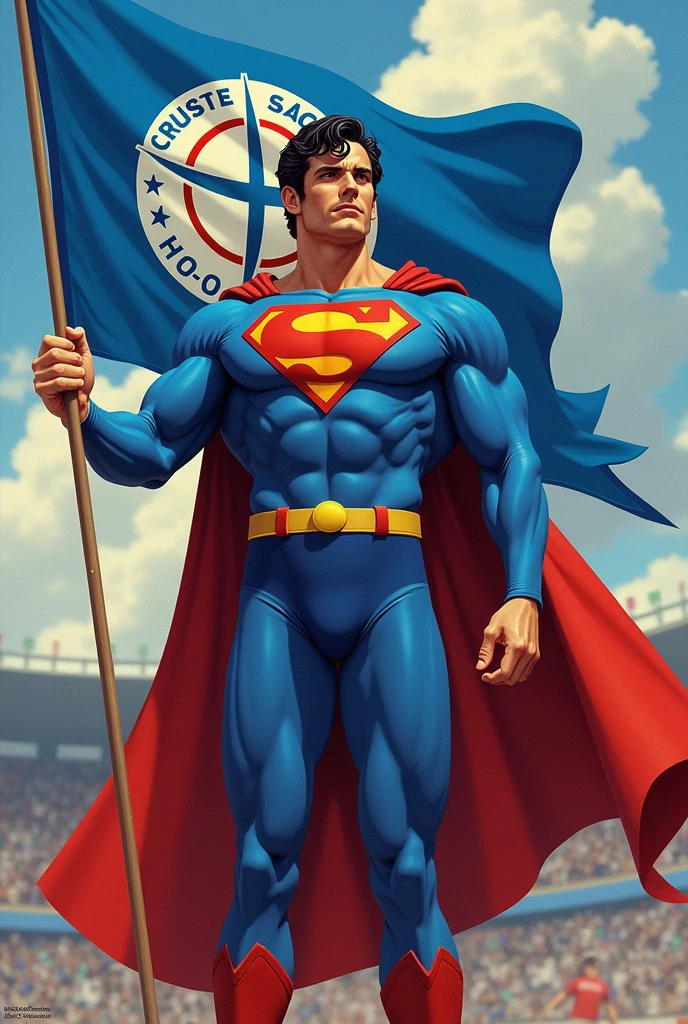 Superman Christopher Reeve holding the cruise team flag . The blue flag ...