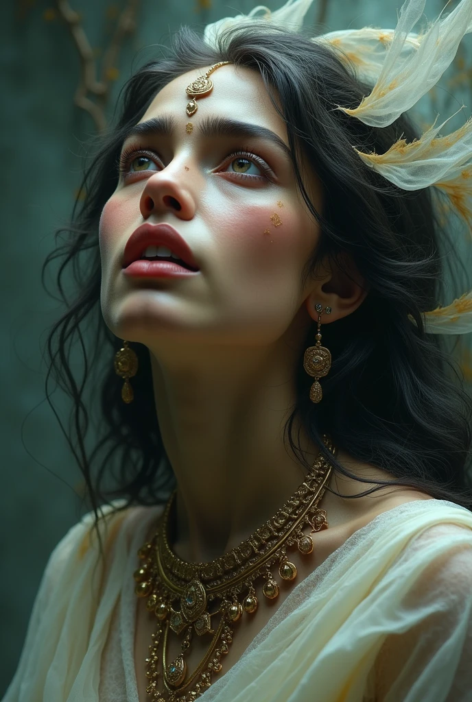 Indian goddess Girl crying more with mouth wide open - SeaArt AI