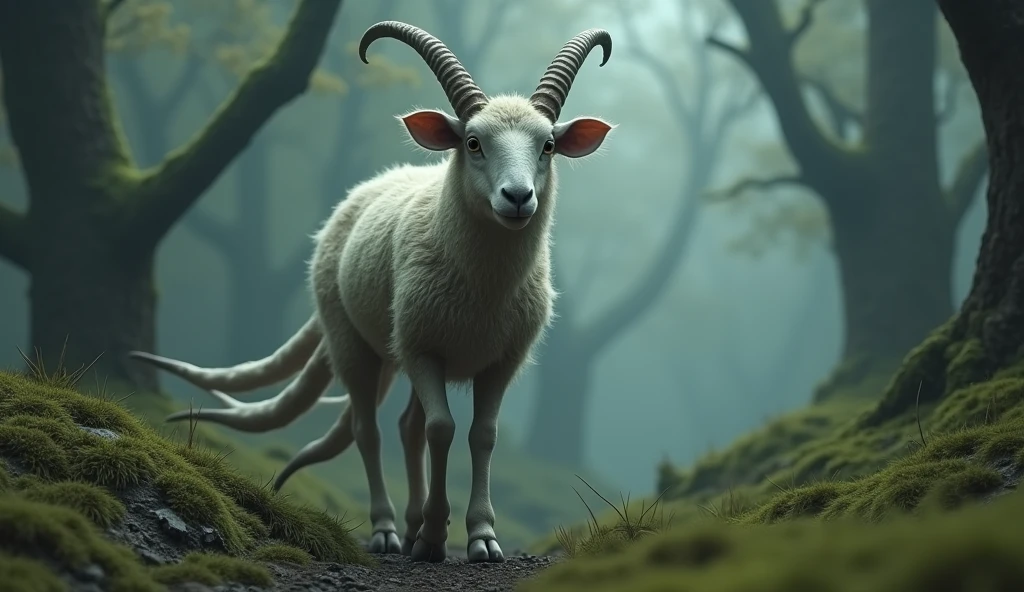 There is a wild beast in the strange forest，Sheep-like appearance ...