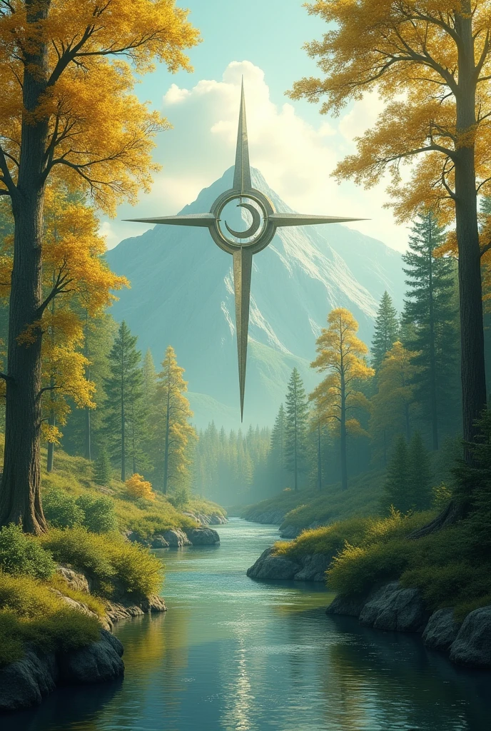 Stable Diffusion Prompt: Design a serene landscape where symbols of ...