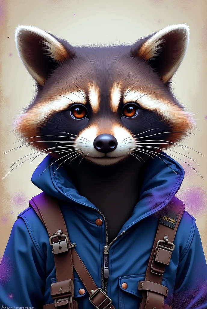 A highly detailed 8k digital painting, close up portrait of a raccoon ...