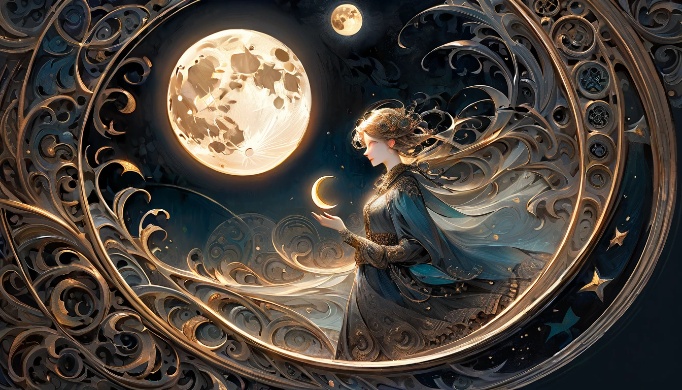 Moon, Dave McKean inspired artwork, Intricate details, oil - SeaArt AI