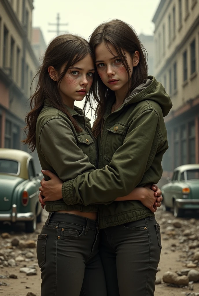 medium long straight brown hair, deep green eyes, pale skin and freck ...