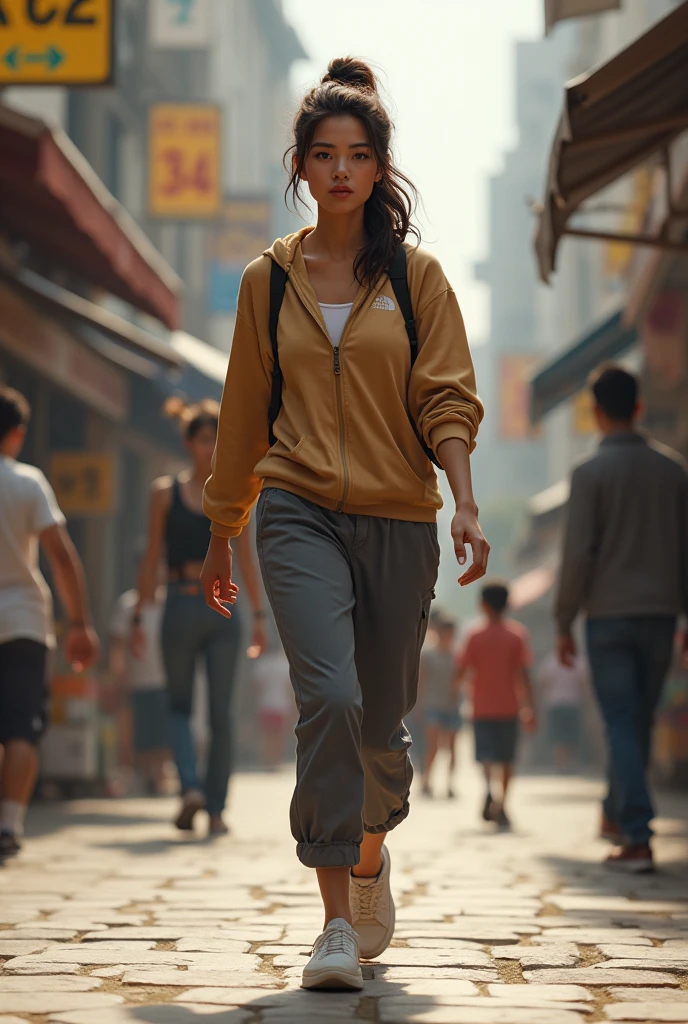 Humble woman, realist, Everyday life, light eyes, sportswear - SeaArt AI