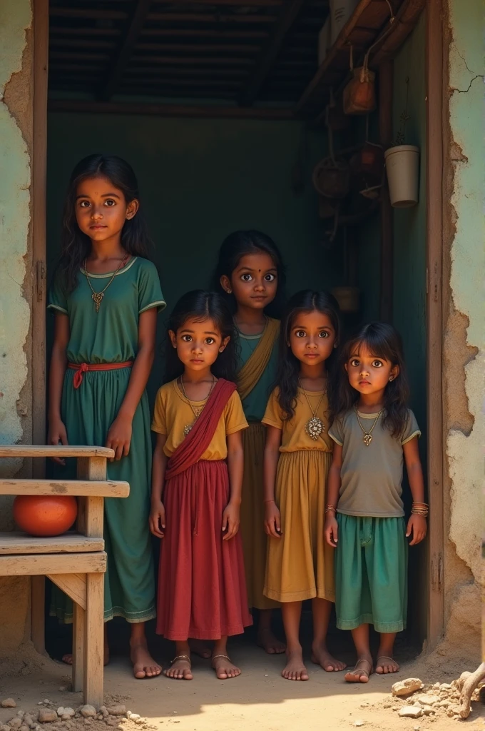 Indian girls with poor house - SeaArt AI