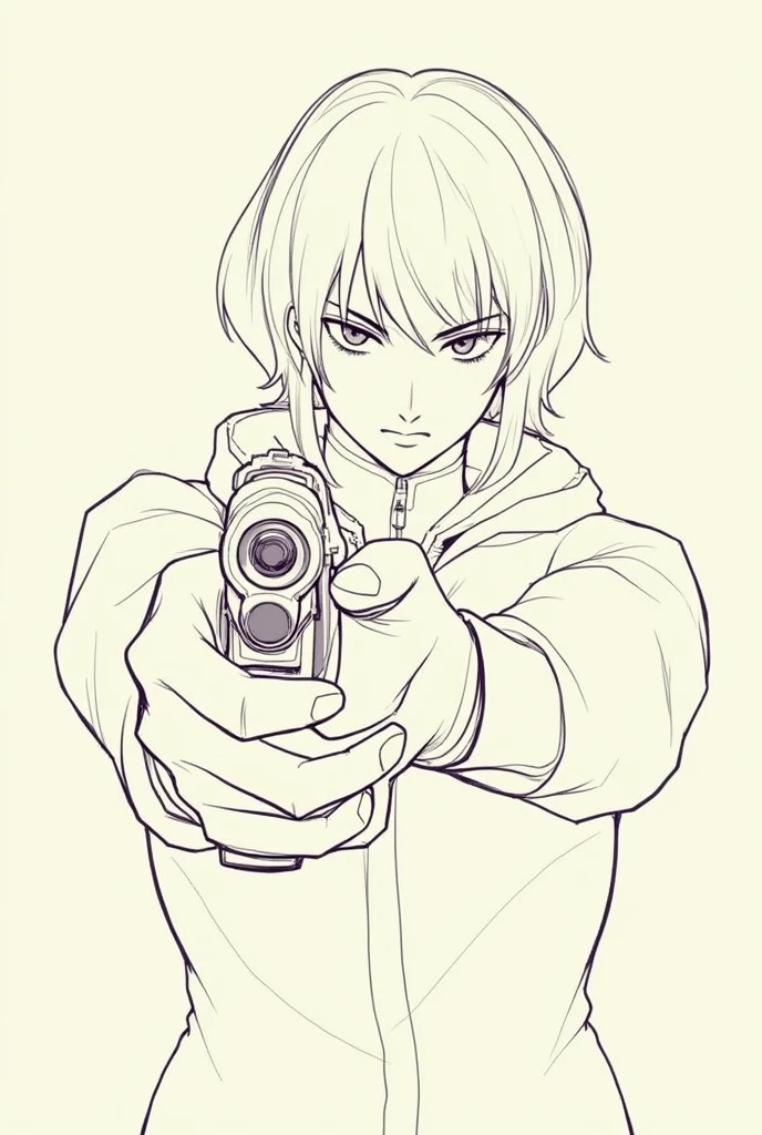 Sketch a drawing of someone holding a pistol with both hands pointing ...