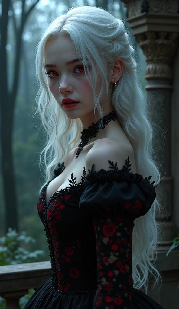 I will draw a scene，A vampire girl reveals her true identity in the ...