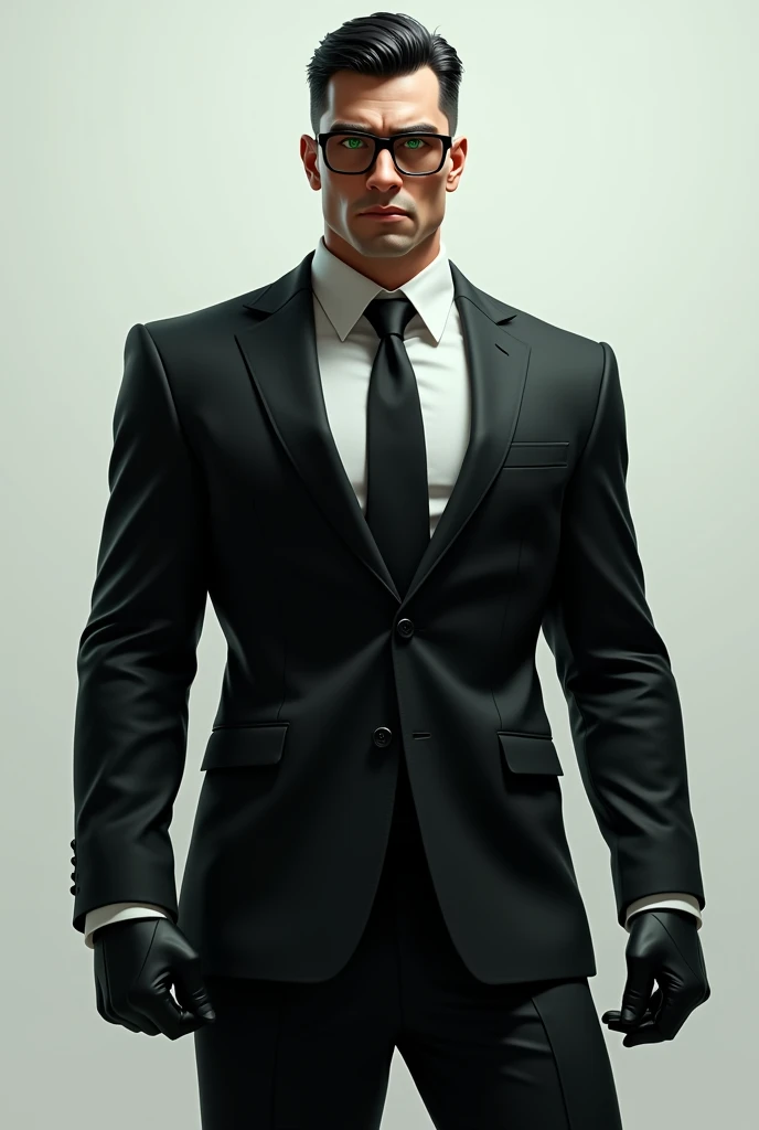 Bodyguard, white, male, black AND short hair, Green eyes, glasses ...