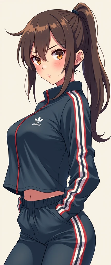 Anime as she tilts her head and lets out dirty remark expression as she ...