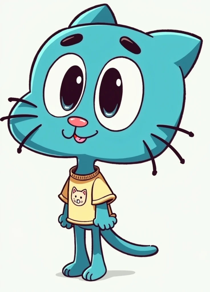 Series Gumball, a light blue cat with full eyes, tall black, wearing a ...
