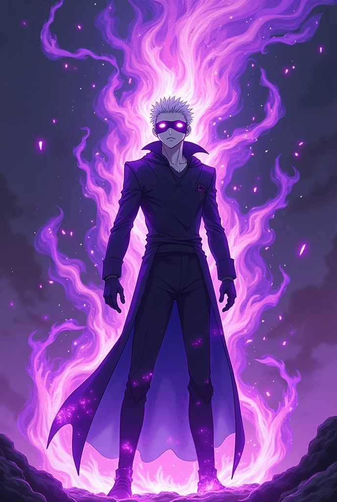 Gojo satoro godmode color purple fire icon - SeaArt AI