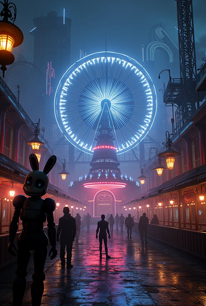 Create an image of an indoor horror-style amusement park, inspired not ...
