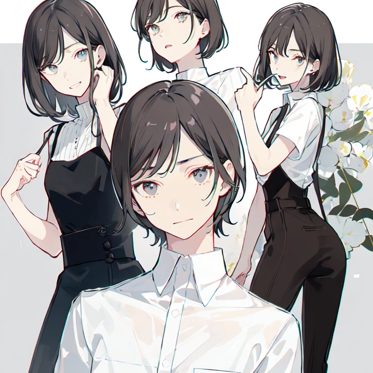 Male、Face Overview，、Black short hair、White shirt，(exterior々Facial ...
