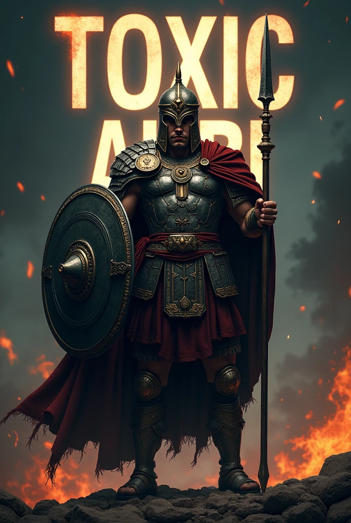 Carthage warrior with shield and spear ,shadow , a poster for a film ...