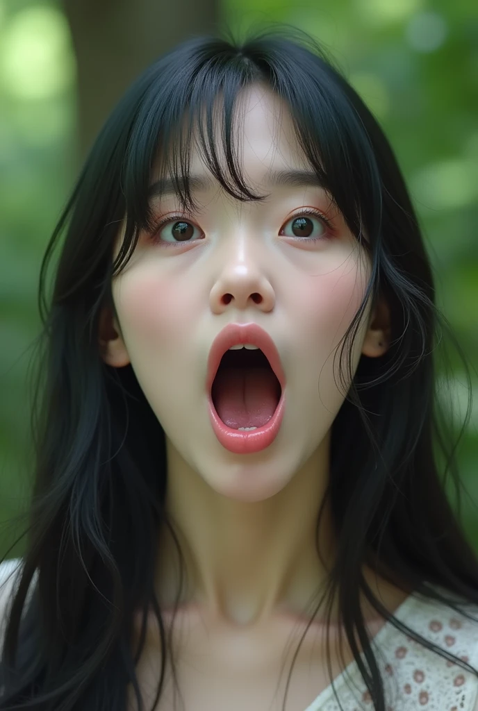 Japanese pretty girl My mouth is wide open. live-action I can see the ...