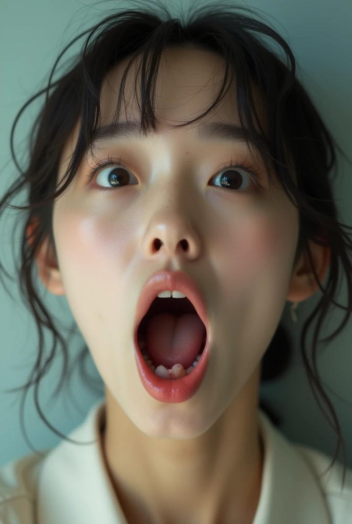 Japanese pretty girl My mouth is wide open. live-action The uvula is visible - SeaArt AI