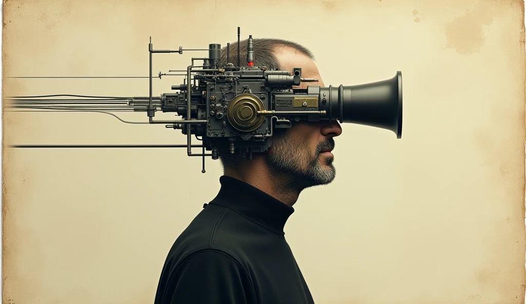 Stve jobs surreal composition，A person'the head becomes a complex ...