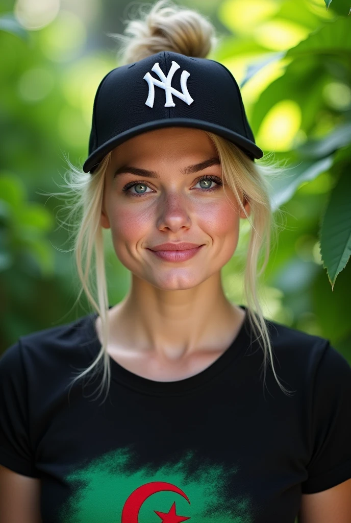 Close up, attractive blonde woman, fat, Gorra ny yankees team 9fifty ...