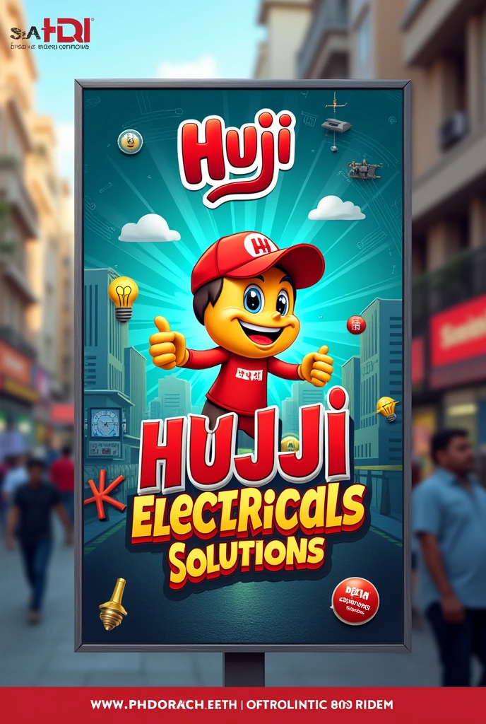Poster branding in delhi of brand called Hujji Electricals - SeaArt AI